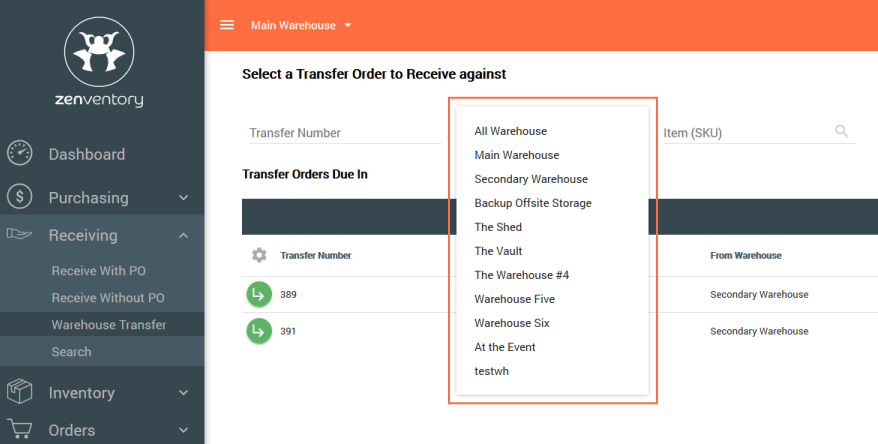Create and Manage Warehouse Transfers