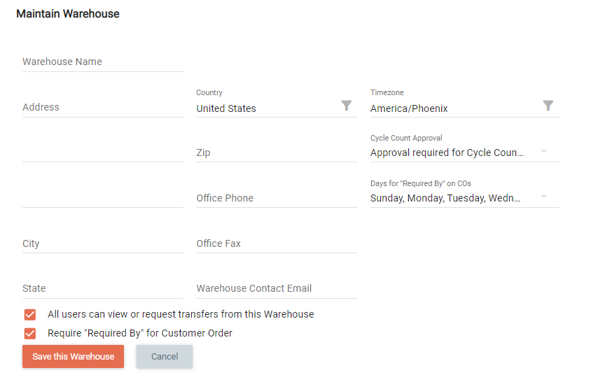Create and Manage Warehouses and Locations